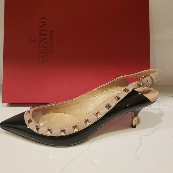 Valentino | Shoes | Valentino Rockstud Studded Metal Heel Slingback ...